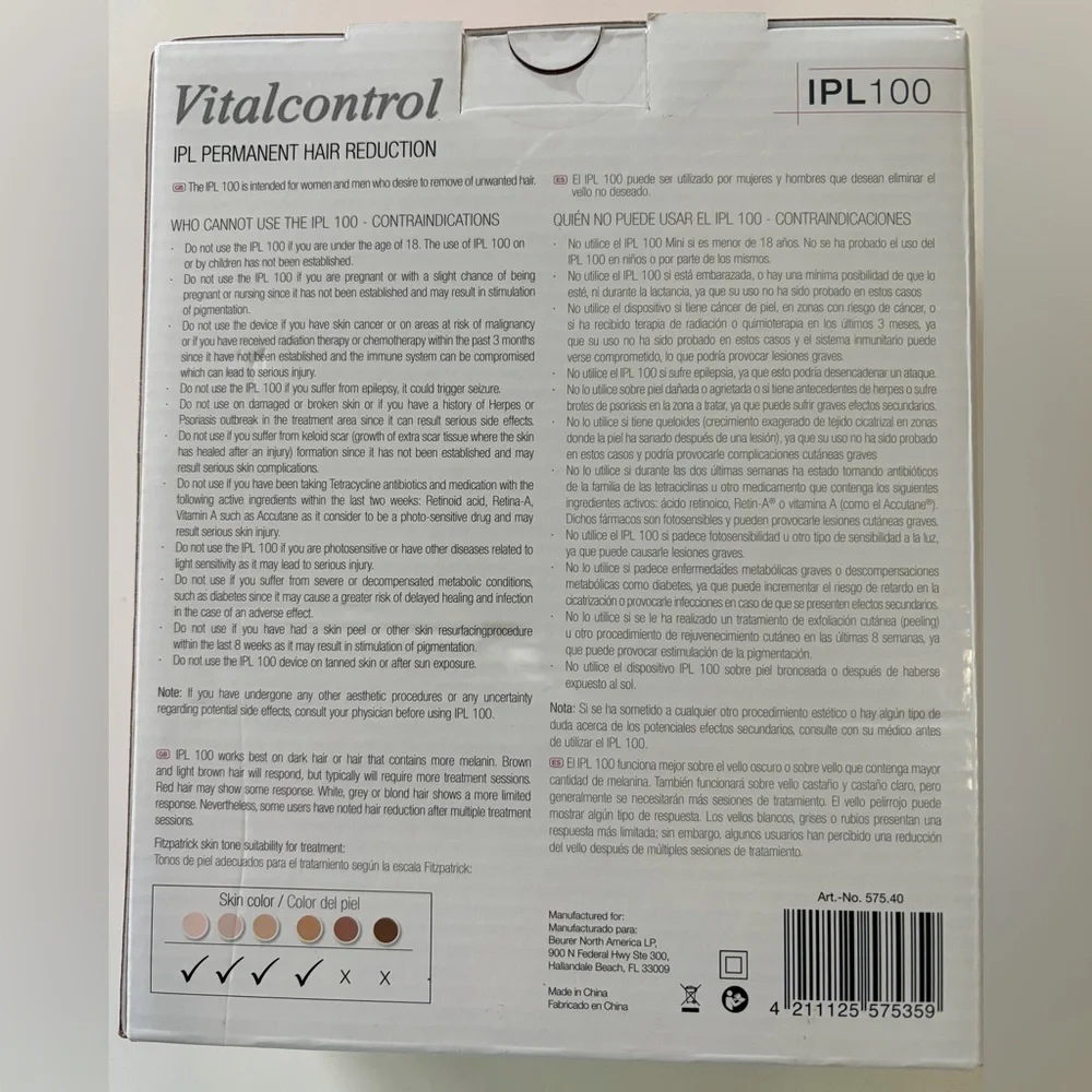 Vitalcontrol | Hair | Vitalcontrol Ipl0 Ipl Hair Reduction Device New ...